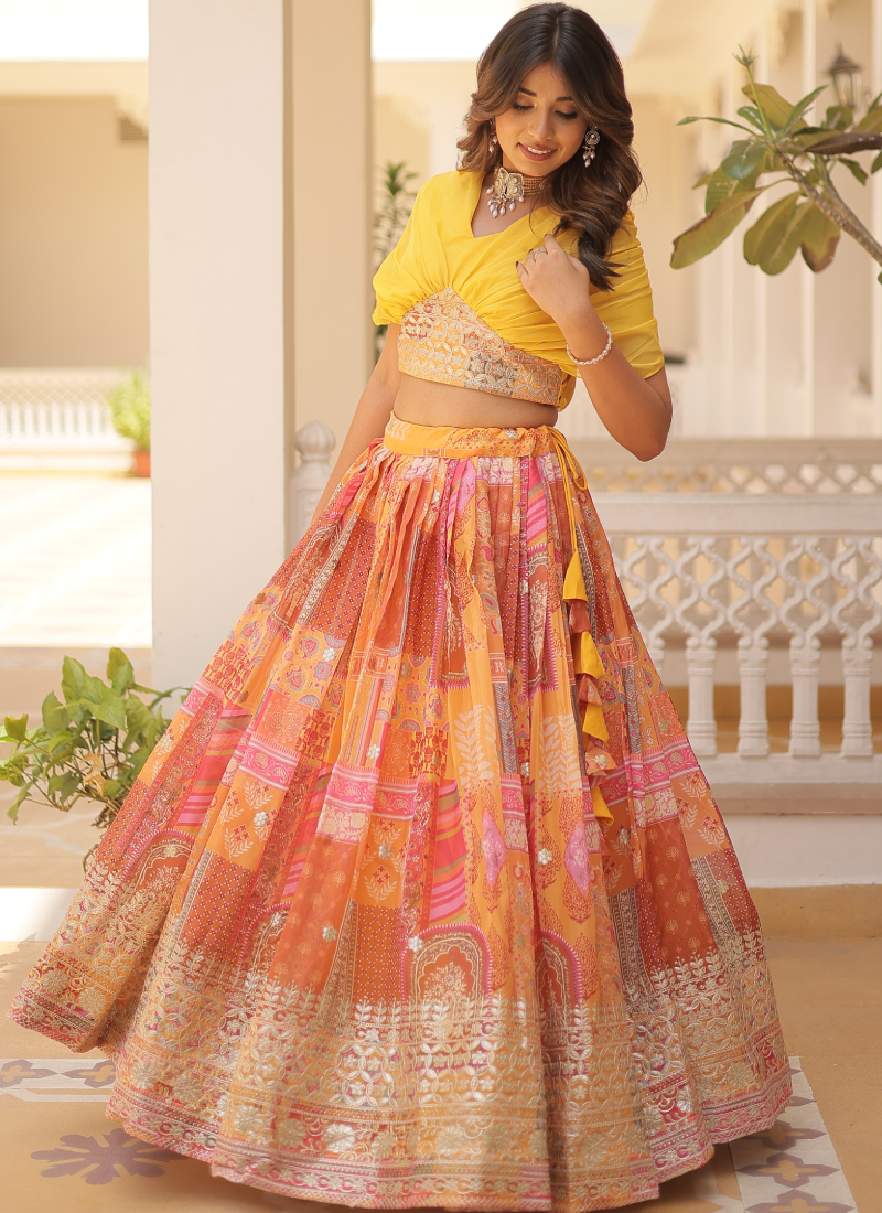 Haldi Lehenga for Bride | Stylish Lehenga for Haldi Ceremony – Tapee ...