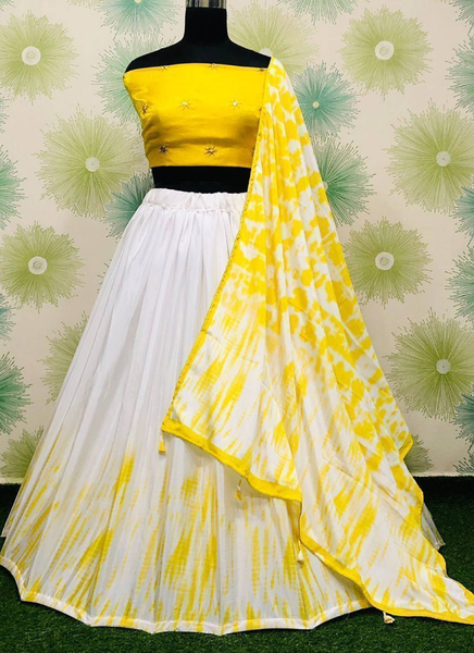 Simple Haldi Function Chinon Digital Printed Lehenga Choli – tapee.in